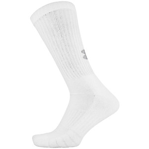 Under Armour Adult Training Cotton Crew Socks, Multipairs , White (6-Pairs) , Large