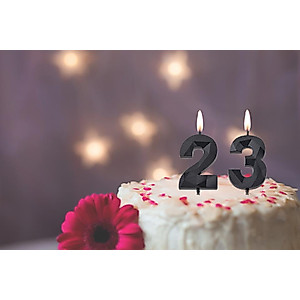 2 inch Black 23 Birthday Candles, 3D Diamond Number 23rd Cake Topper for Boys Girls Birthday Party Decorations Theme Party