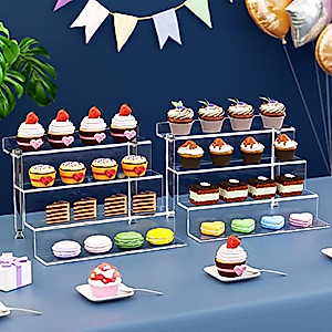 NIUBEE Acrylic Riser Display Shelf, Clear Display Stand for Amiibo Funko POP Figures,4 Tier Cupcakes Stand Perfume Organizer and Storage (Large)