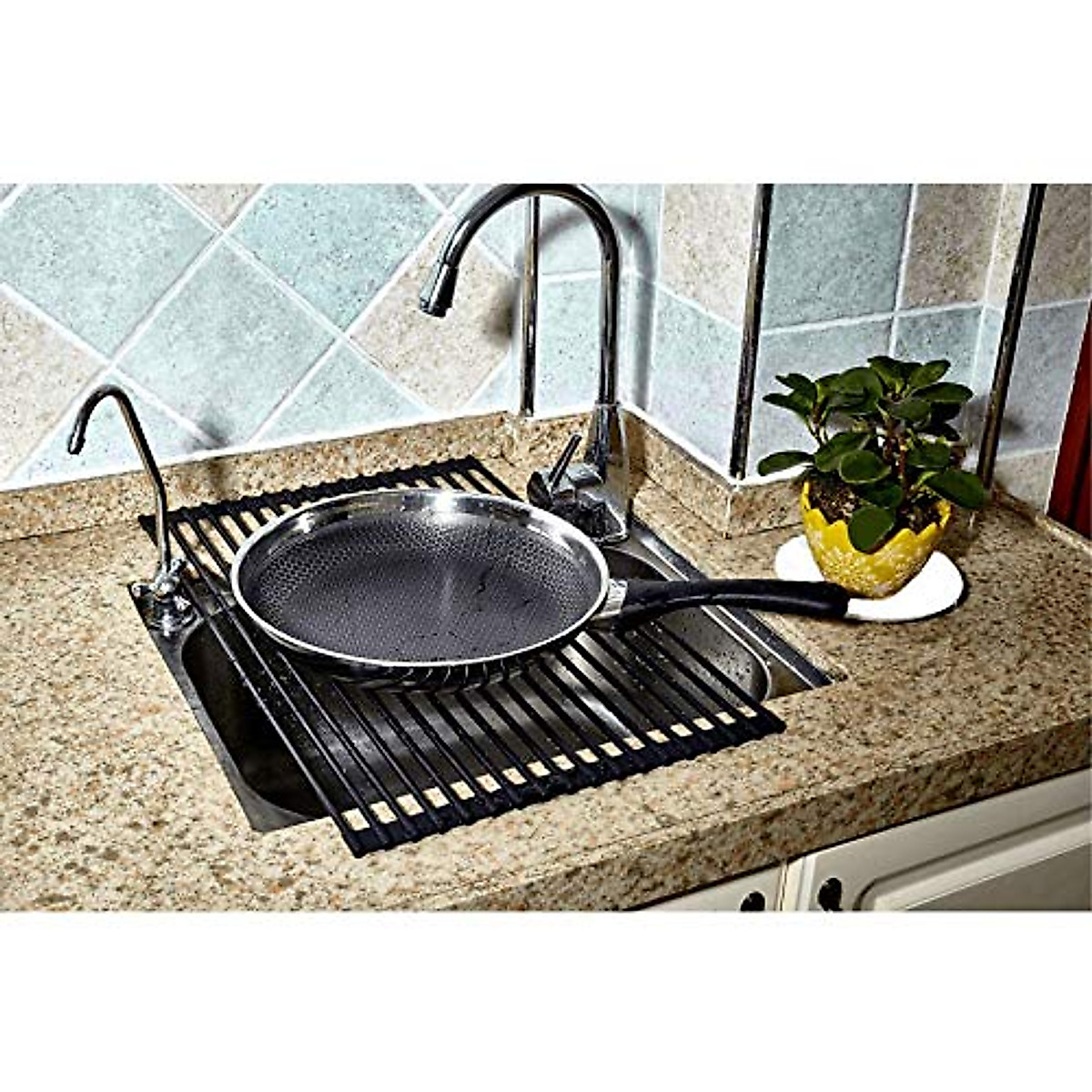 True & Tidy, Multi-Purpose Over The Sink Roll-Up Drying Rack, DR-881, Gray