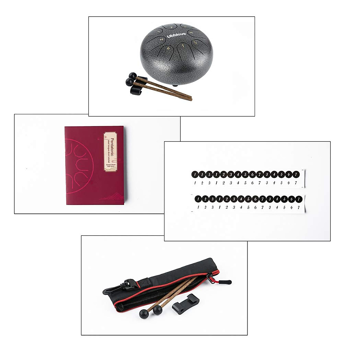 Ubblove Steel Tongue Drum for Kids: 8 Notes 6 Inches Key of C Metal Steel Drums Instrument with Bag for Meditation, Yoga, musical education, zen tone (Silver)