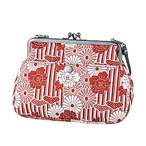 Vintage Kiss Lock Purses Handbags (Small/Retro Flower Kimono cloth Red) / Evening Clutch Buckle Purse Shoulder