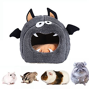 leasote Hamster Sleeping Bed, Bat Shaped Lovely Small Pet Sleeping House Soft Nest Warm Bed Cage for Guinea Pigs Hamsters Ferrets Dwarf Rabbits Rats Hedgehogs Chinchilla Grey