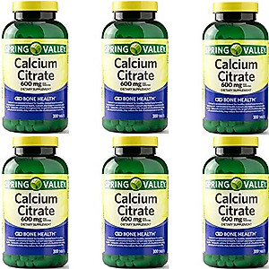 Spring Valley Calcium Citrate 600mg 300count (6 Pack)