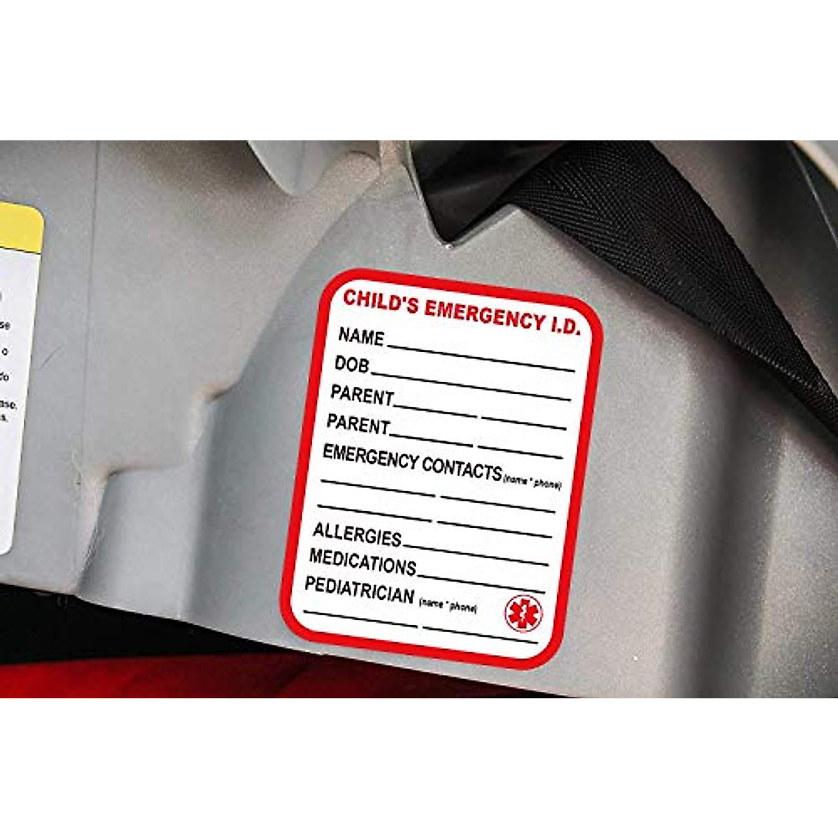 Remarkable Infant I.C.E. (in Case of Emergency) Car Seat Sticker Safety Information - Child Emergency Contact Car Seat Safety Alert Attachment Tag Stickers (8 Pack)