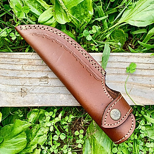 9" long custom handmade leather sheath fits up to 5"—6" cutting blade knife