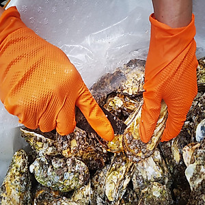 TITANflex Thor Grip Heavy Duty Industrial Orange Nitrile Gloves 8-mil Disposable Latex Free with Raised Diamond Texture Grip, Powder Free, Rubber Mechanic Gloves,100-ct Box (Large)