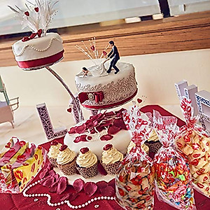 120 Pieces Valentine Cellophane Bags Valentine Gift Bags Valentine Treat Bags Goodies Bags with 150 Pieces Twist Ties for Valentine Party Favor Supplies