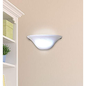 It's Exciting Lighting IEL-4300 Frosted Marble Glass Half Moon Sconce With Frosted Marbleized Glass Shade In Half Moon Shape, Battery Operated With No Electrical Outlet Required