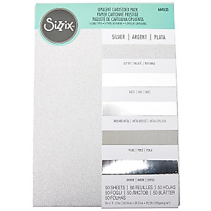 Sizzix, Silver, Surfacez-Opulent Cardstock , 50 Pack