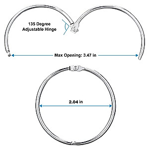 ZESLMG 24 PCS Chrome Shower Curtain Rings and Hooks, Rustproof Silver Metal Shower Rings for Bathroom, 2 Inch Loose Leaf Binder Rings