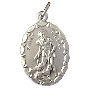 SAINT LAZARUS (SAINT LAZAR) " THE LEPER BEGGAR " OVAL SHAPE MEDAL - 100% MADE IN ITALY - THE PATRON SAINTS MEDAL
