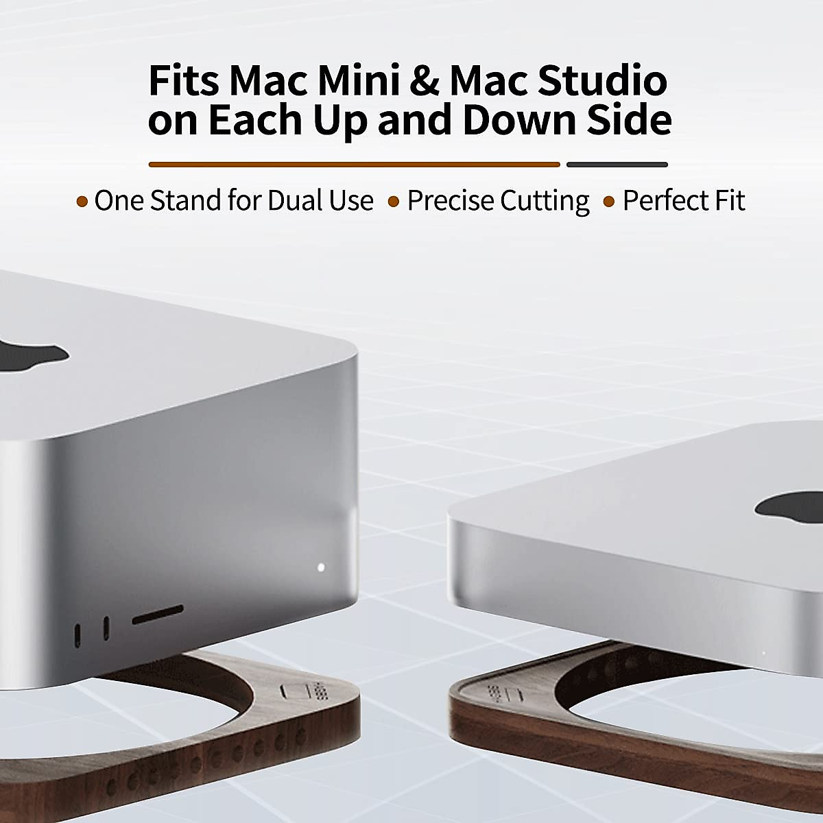 Hazevaiy Wood Stand for Mac Mini and Mac Studio,Walnut MacMini/MacStudio Accessories,Handmade Mac Desktop Stand Holder Dustproof Heat-Disspation Mount (Black Walnut)