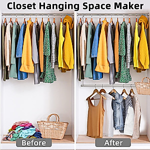 STARTOSTAR Closet Hanging Rod, Width and Height Adjustable Closet Extender Hanging Rod, Closet Hanging Organizer, Stainless Steel Double Closet Rod, Space-Saving Clothes Hanging Bar -1 Pack