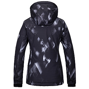 wantdo Women's Waterproof Fully Taped Seams Ski Jacket Rain Jacket with Detachable Hood Black L