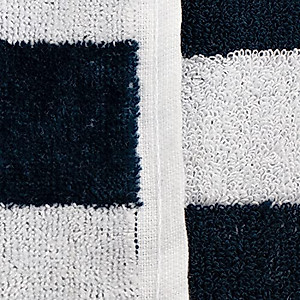 SUPERIOR 100% Egyptian Cotton, 450 GSM, Yacht Club Oversized Beach Towel (Set of 2) 34”x 64”, 2-Ply, High Absorbency Nautical Striped Anchor Pattern