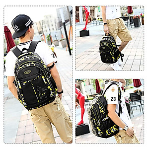 goldwheat School Backpack for Boys Cool Camouflage Bookbags with Lunch Box Pencil Case 3pcs for Middle School