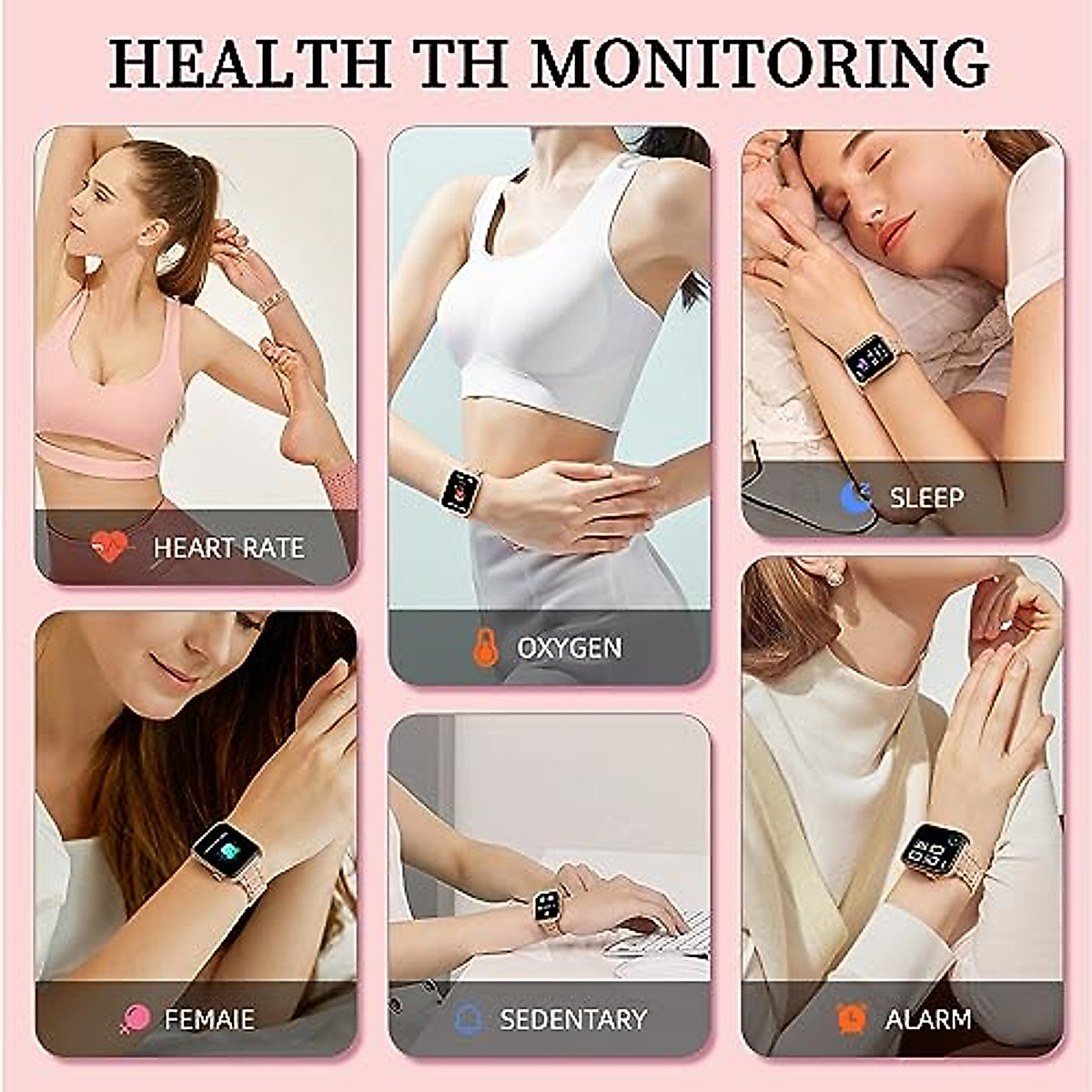 JENYNG Smart Watch for Women(Call Receive/Dial) Fitness Tracker with Heart Rate Blood Oxygen Sleep Monitor, 1.81" Full Touch Screen, Fitness Watch with 20 Sports Modes for iPhone Android Phones