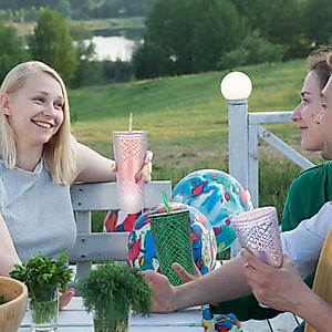 Tumbler with Lid,Iced Coffee Tumblers,Plastic Insulated Tumblers With Leak Proof Lids,BPA Free,24Oz Insulated Cups with Lids,Aurora blue