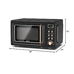 GLACER GT-23853GDEP Retro, Large 0.7Cu.ft, 700-Watt, Cold Rolled Steel Countertop with Time, Glass Turntable Plate, Pre-Programmed Cooking Settings, LED Display Microwave Oven, Rose Gold