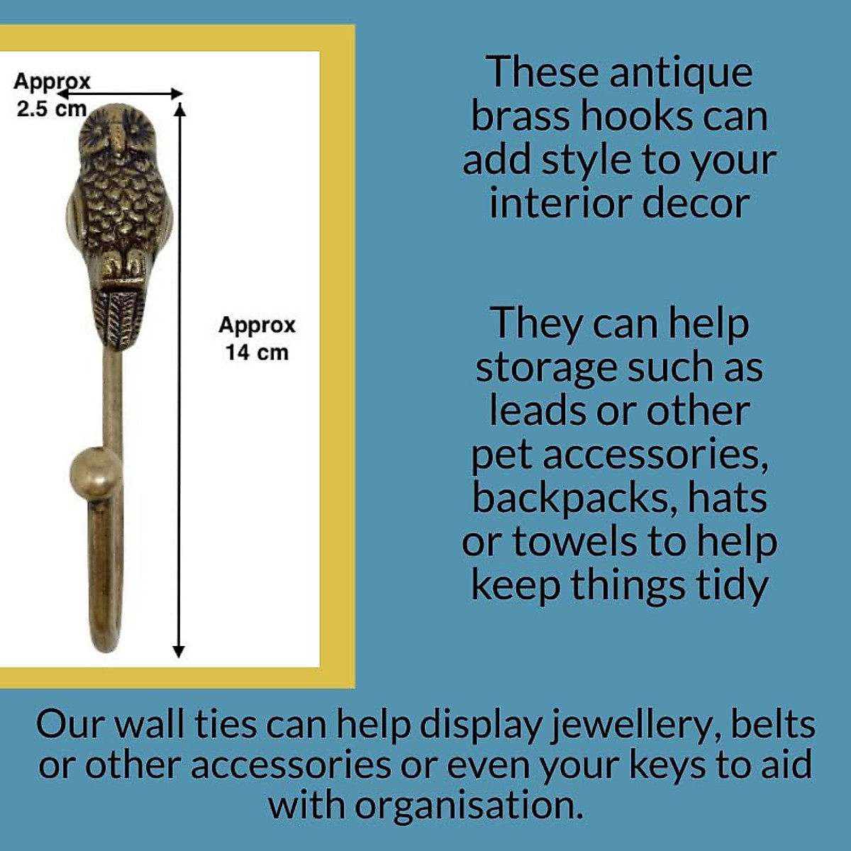 Knobs By Blossom Vintage Antique Brass Iron Wall Hooks Tie Backs Bronze Handmade Metal Animal Hook (18. Owl), TFVSAH