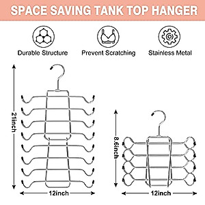 24 Pack Hangers Space Saving Magic Sturdy Closet Hangers + 2 Pcs Tank Top Hangers Space Saving Bra Organizer 360° Rotating Hook Foldable College Dorm Room Essentials Camisoles Bras Belts Silver, Black