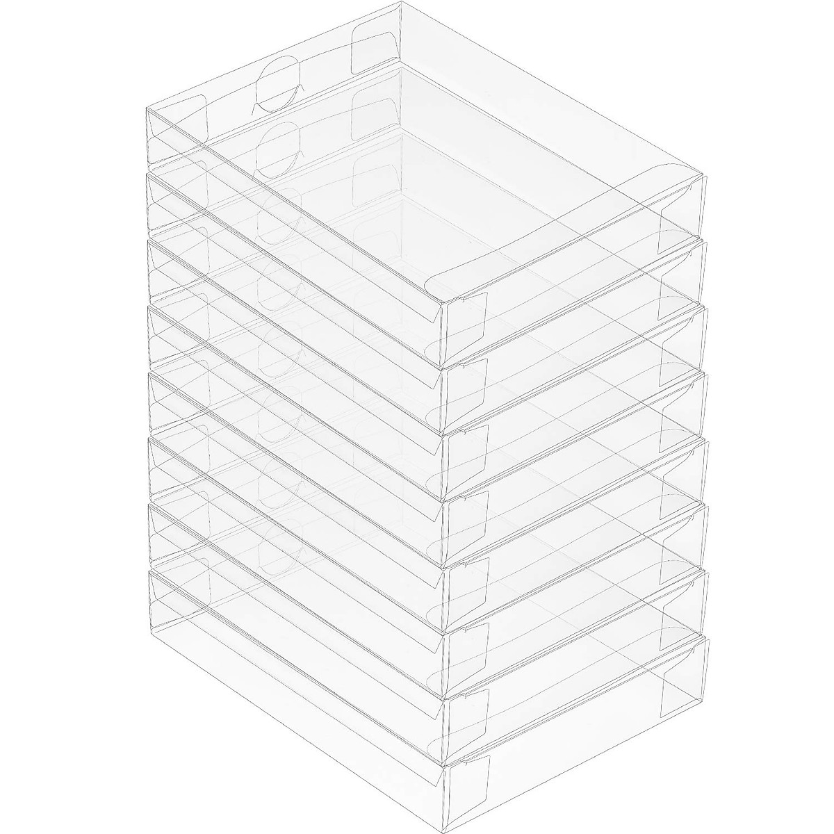 50 Pack Clear Plastic Boxes Transparent Crystal Boxes Greeting Card Photo Storage Cases Fold Design Protects Boxes (A2: 4.53 x 1.02 x 5.91 Inch)