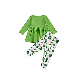 Kids Toddler Baby Girl St Patrick 's Day Clothes Set Clover Unicorn Sweatshirt T-Shirt Tops with Pants 2Pcs Spring Outfit (Unicorn and Clover, 4-5 Years) …