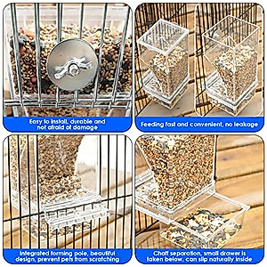 2PCS Bird Feeder for Cage with 3 Bird Toys, Automatic Bird Feeder, Transparent Parakeet Food Seed Reducing-Waste Container Parrot Foraging Feeder for Small Birds(4Inch x 7.5Inch x 3.5Inch)