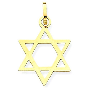14K Yellow Gold Star of David Jewish Magen Necklace Judaica Religious Pendant Israel Charm Only