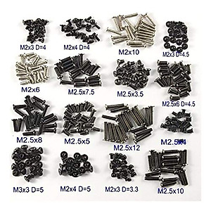 LXBO-FF 320Pcs/Set Laptop Computer Notebook Screws Kit Assemble Fastening Flat Head Black Repair Case for IBM Dell Lenovo Samsung