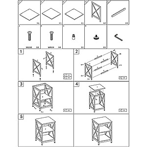 Coral Flower 3-Tier Modern Home Decor Accent Nightstands,Stoneford End Table with Shelves for Living Room, Bedroom, Balcony Family and Office,Dark Walnut.