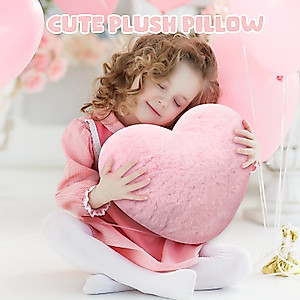 Geetery Set of 4 Decorative Throw Pillow for Girl Heart Cloud Rainbow Pillow Fluffy Plush Soft Stuffed Pillows for Living Room Bedroom Playroom Bed Sofa Chair Floor Decors