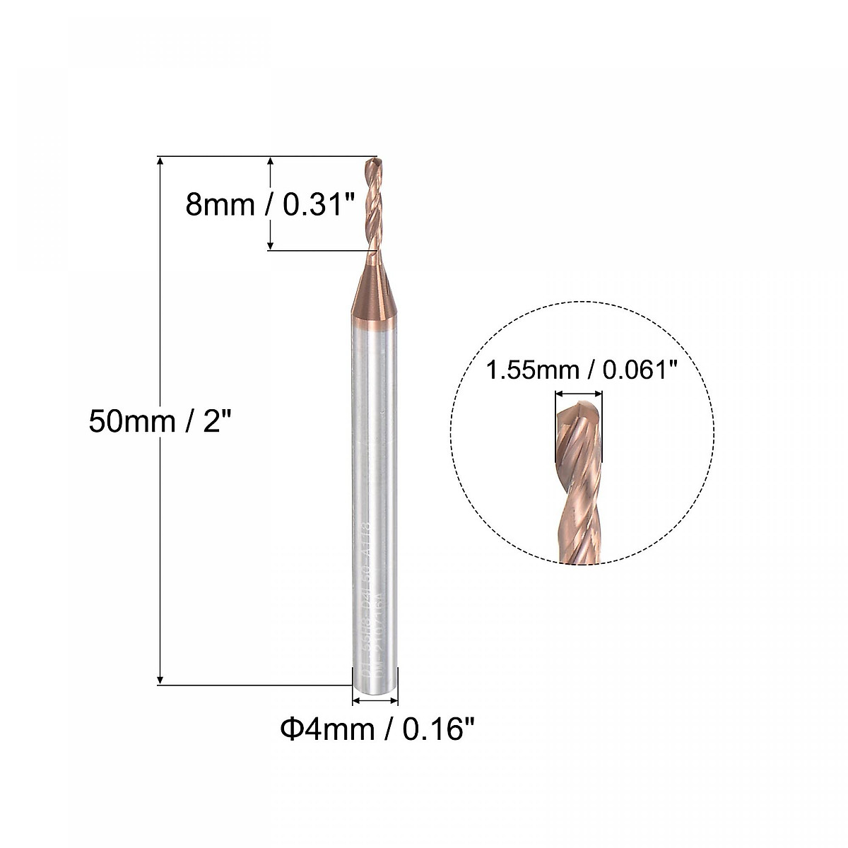 uxcell Twist Drill Bit, 1.55mm Diameter 4mm Shank Titanium Coated Tungsten Carbide Short Length Drill Bit Straight Shank for Stainless Steel Alloy Steel 2pcs