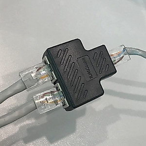 LYMGS RJ45 Ethernet Cable Splitter Network Adapter, 1 Female to 2 Female LAN Ethernet LAN Network Extension Splitter Cable, Black 1 Pack