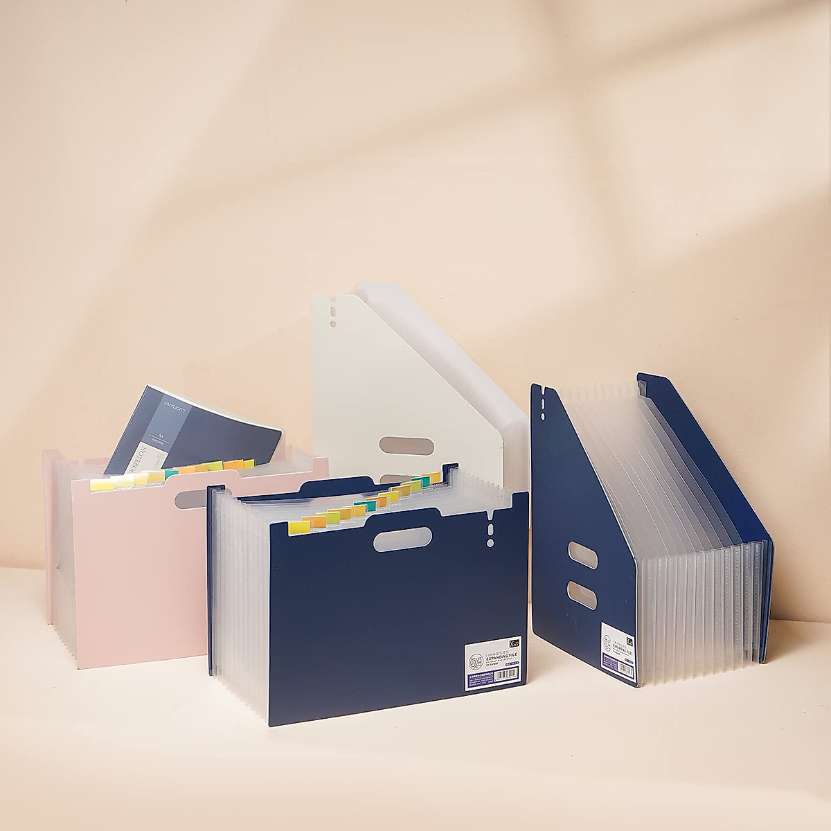 RANLOVE 13-Compartment Expanding File A4 Expandable File Document Folder Expanding Folder Sorting Folder Size Large Capacity Waterproof (Pink in Horizontal Style)