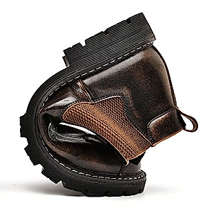 Men's Chelsea Boots For Men Oxfords Dress Leather Shoes Mens Formal Casual Man Work Fashion Brown Size 10 Loafers Slip On Male Hiking Cowhide Shoe High Top