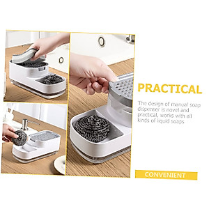 FRCOLOR Box Push Type soap Dispenser soap Spong Holder Sponge Sink Holder soap Dispenser Sponge Holder Kitchen soap Holder Dish Washing Dish Dispenser White Tray Dish Shape abs