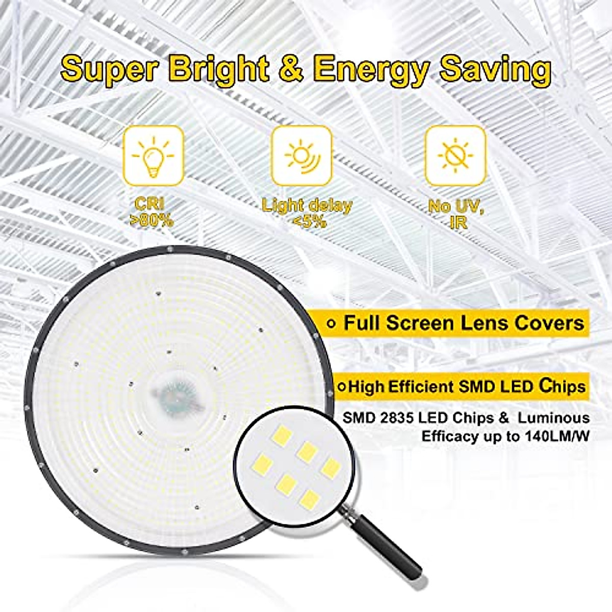 UFO LED High Bay Light 240W 36,000LM AC100-277V Up and Down Lighting 0-10V Dimmable 5000K Daylight Low Bay LED Lights UL/DLC Listed 6' Cable Alternative to 1000W MH/HPS for Garage Factory Warehouse