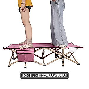 REDCAMP Folding Kids Cot for Sleeping 5-10, Portable Toddler Cot Bed Child Travel Cot for Camping, Pink 53''x26''