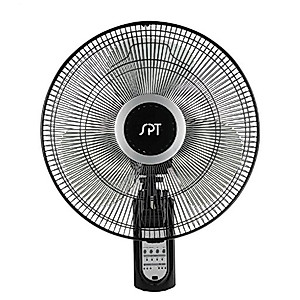 SPT SF-16W81A: 16″ Wall Mount Fan with Remote Control, black
