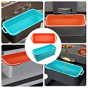 CANIPHA 2Pcs Silicone Grease Cup Liners for Blackstone 17/22/28/30/36 Inch Griddle, Foldable Catcher Tray Liner, Reusable Drip Pan for Black Stone Trays Gate, Griddle Accessories(Blue, Red)