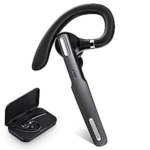 ICOMTOFIT Bluetooth Headset, Wireless Bluetooth Earpiece V5.0 Hands-Free Earphones with Built-in Mic for Driving/Business/Office, Compatible with iPhone and Android (Gray)