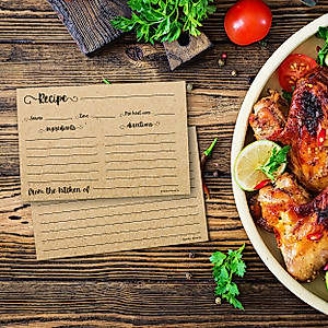 HerZii Prints Double Sided Recipe Cards 3x5 Inches, 50 Counts Durable Easy Typing - Minimal Modern (Kraft)