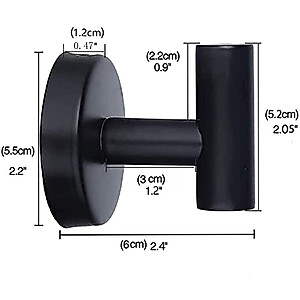 QUANHEE Bathroom Towel Hooks Matte Black SUS 304 Stainless Wall Hook Heavy Duty Hanger Coat/Robe/Hat for Kitchen Living Room Bedroom Hotel Office Cabinet 2 Pack (Matte Black), QUANHEE05