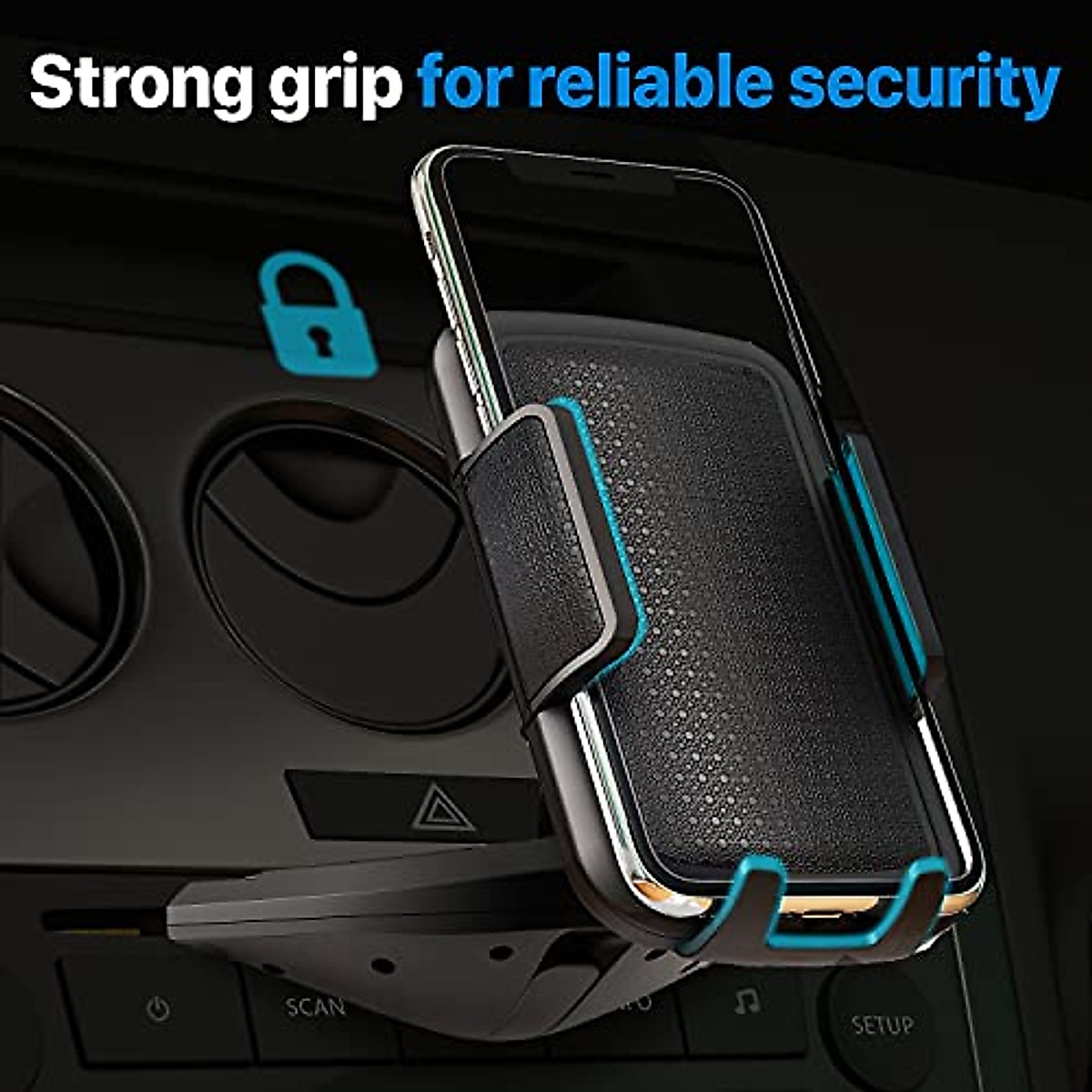 Bestrix Cell Phone Holder for Car, CD Slot Car Phone Holder, Hands Free Car Mount with Strong Grip Universal for iPhone, 12/11/11Pro/Xs MAX/XR/XS/X/8/7/6 Plus, Galaxy S/20/10/S10+/S10e/S9/S9+/N9