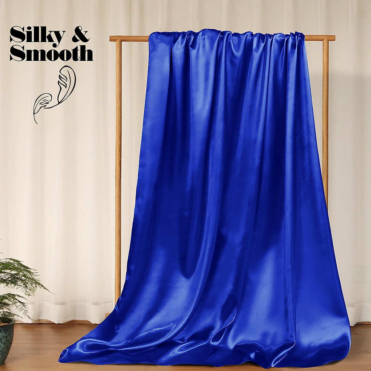 DLCFLF Royal Blue Satin Fabric by The Yard, 2 Yards Charmeuse Satin Fabric 60 Inch Wide, Silky Satin Fabric for Bridal, Wedding, DIY Crafts, Sewing, Costumes, Shiny Cloth Fabric