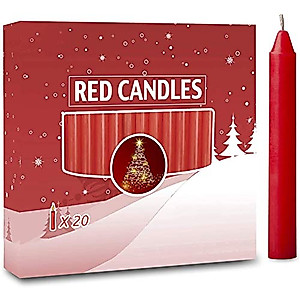 20pcs Candles for Christmas Tree - Angel Chime Decorations - Christmas Pyramids Carousel - 4 inch X 1/2 inch Diameter - 1.5 Hour Burn Time-RED