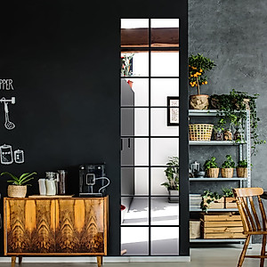 Delma Glass Full Length Wall Mirror Tiles, 14'' x 12'' x 4PCS, Frameless Full Body Mirror Tiles for Bedroom, Full Length Mirror Wall Mounted for Home Gym, Door (Glass - 14'' x 12'' - 4PCS)