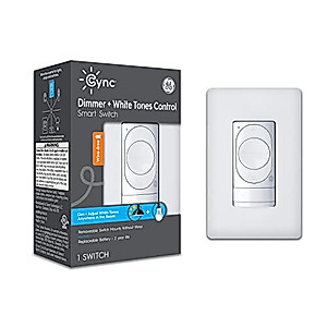 GE CYNC Smart Dimmer Light Switch, Wire-Free, Bluetooth and Wi-Fi Light Switch, Works with Alexa and Google Home